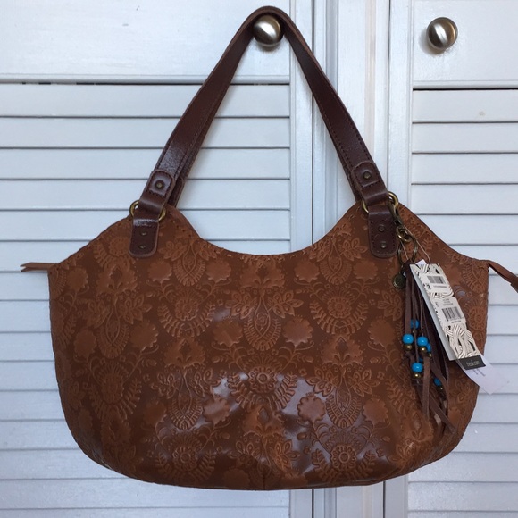 The Sak | Bags | The Sak Indio Leather Xl Satchel Wfloral Emboss | Poshmark